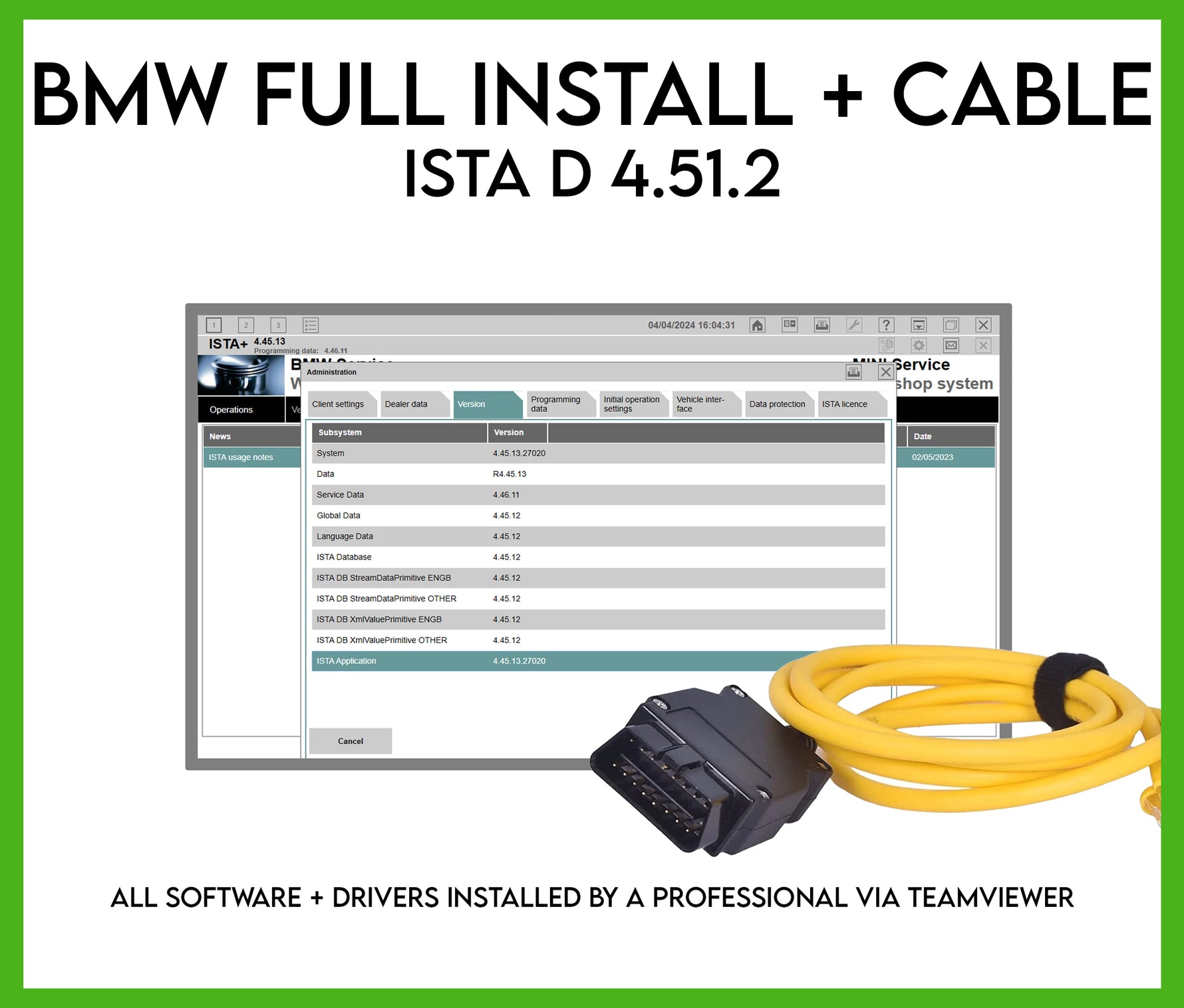 BMW ISTA-D Full Package + K+DCAN Cable | CodeKrew